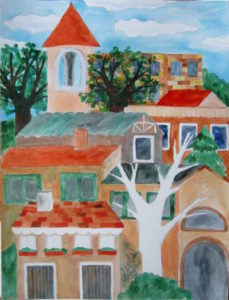 Watercolor Buildings Painting Tutorial - Happy Family Art