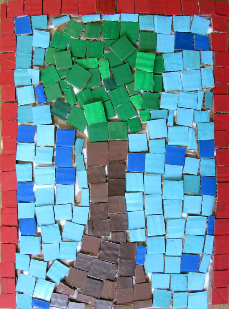 Recycled Mosaic Tiles Art Lesson - Happy Family Art