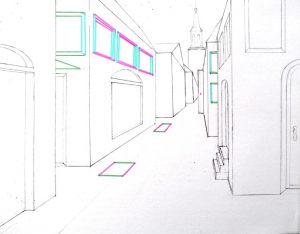 Single Point Perspective Drawing of a Street - Happy Family Art